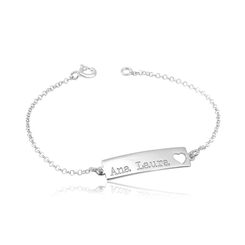 Pulseira Infantil em Prata 925 Personalizada - PL14032 - Bruna Joias